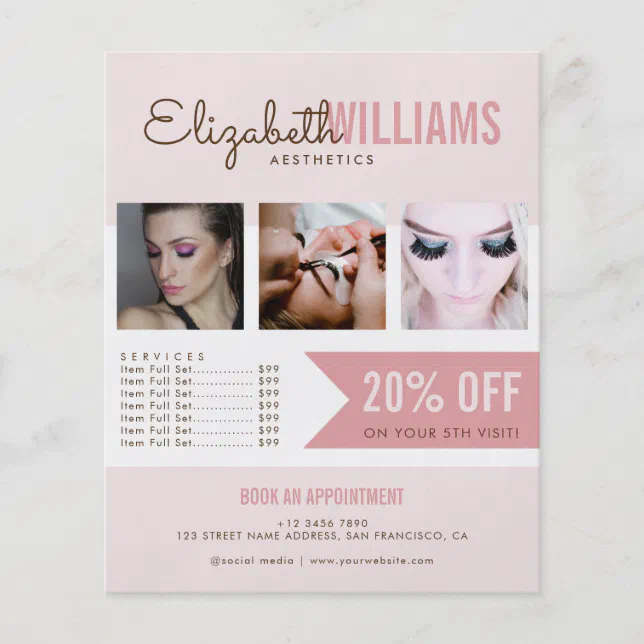 Chic Blush Pink Beauty Salon Promo Flyer | Zazzle