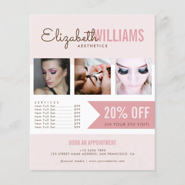 Chic Blush Pink Beauty Salon Promo Flyer | Zazzle