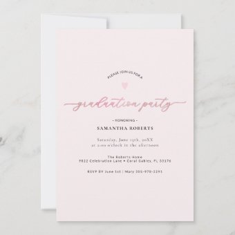 Chic Blush Pink Photo Graduation Party Invitation | Zazzle