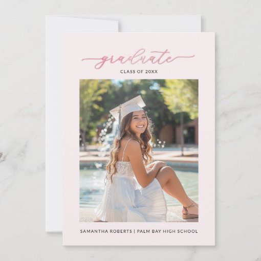 Chic Blush Pink Photo Graduation Party Invitation | Zazzle