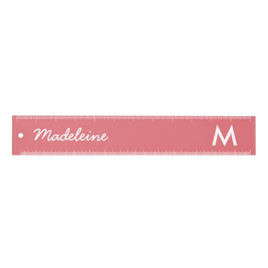Chic Blush Pink White Monogram Script Name Ruler | Zazzle.com