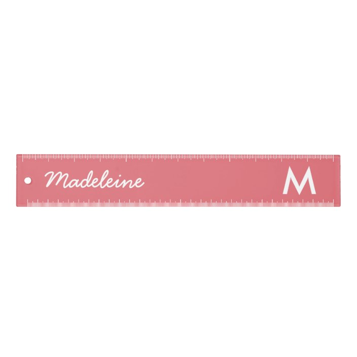 Chic Blush Pink White Monogram Script Name Ruler | Zazzle.com