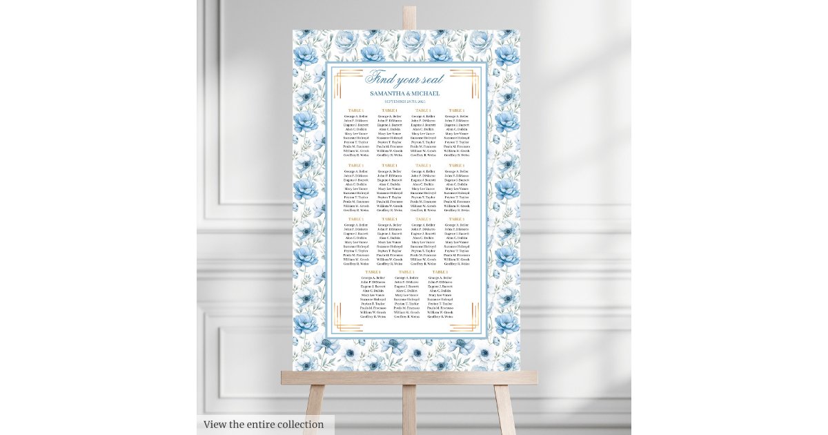 Chic Bohemian Light Blue Gold Sparkle Seating Char Poster | Zazzle