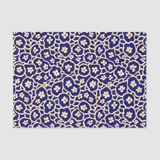 Chic Boho Anemone Dark Blue Pattern Tissue Paper | Zazzle