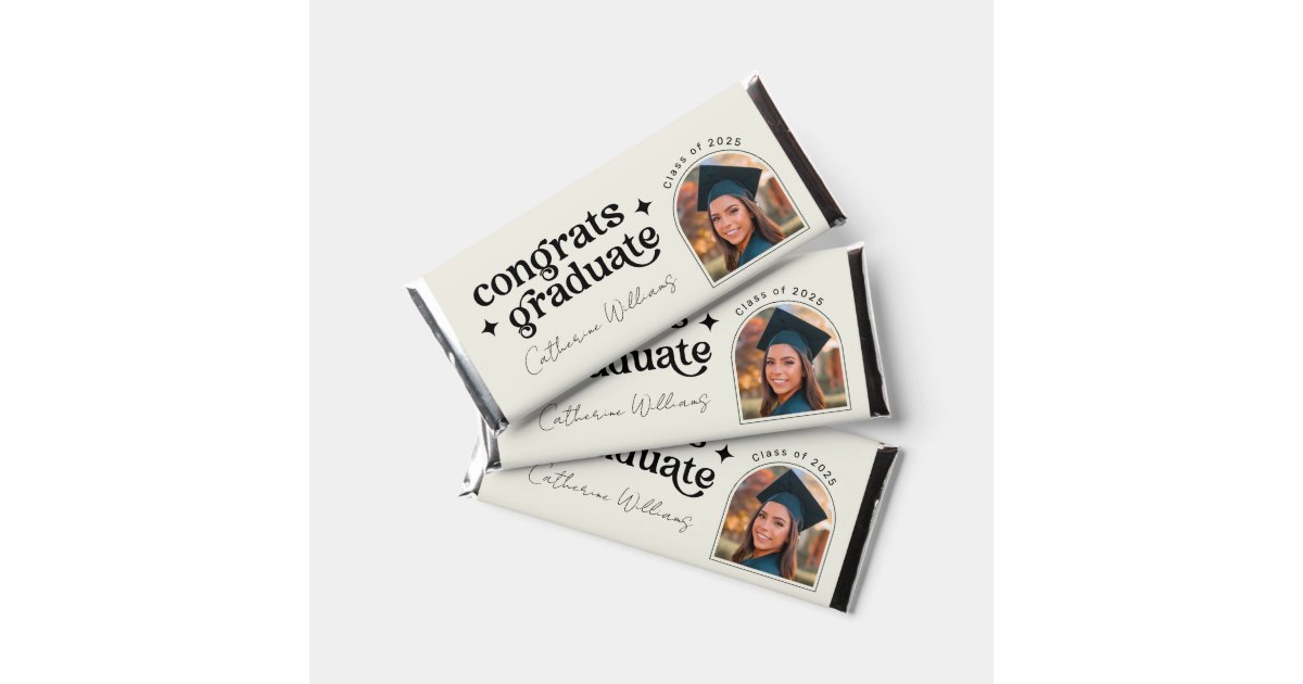 Chic Boho Arch Photo Congrats Graduate Graduation Hershey Bar Favors ...