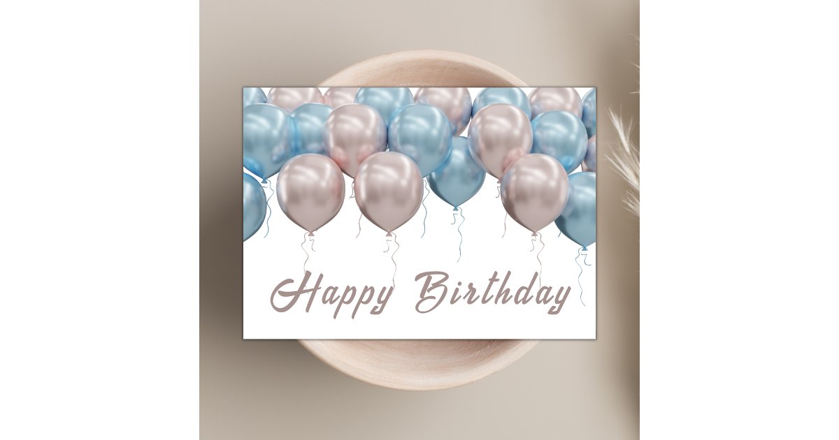 Chic Boho Balloons Modern Script Happy Birthday Card | Zazzle