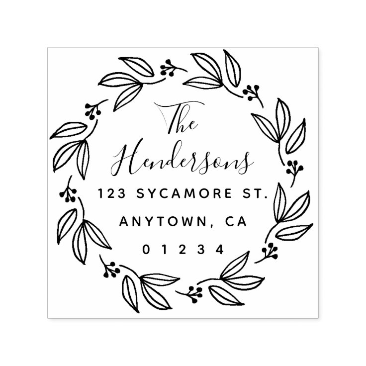 Chic Boho Floral Wreath Return Address Self-inking Stamp | Zazzle
