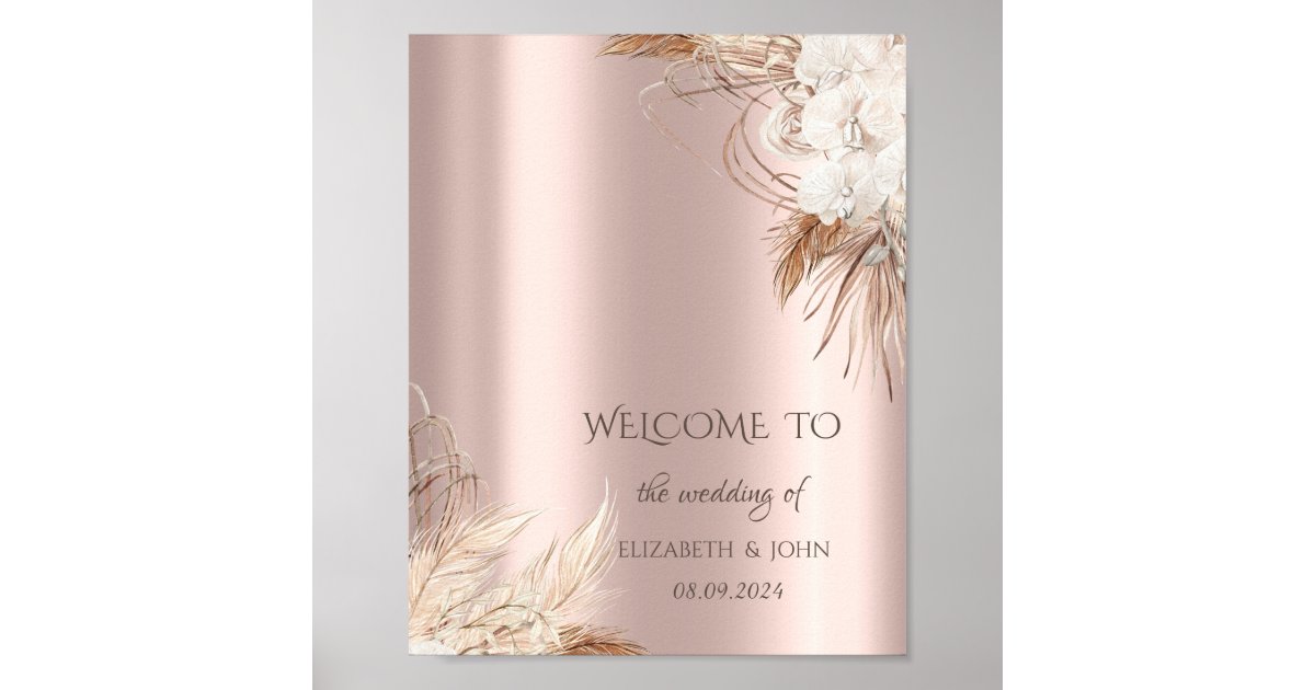 Chic Boho Flowers Rose Gold Poster | Zazzle