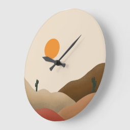 Chic Boho Terracotta Desert Cactus Large Clock | Zazzle