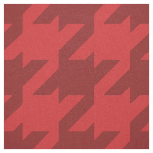 Chic bold dark red houndstooth pattern fabric | Zazzle
