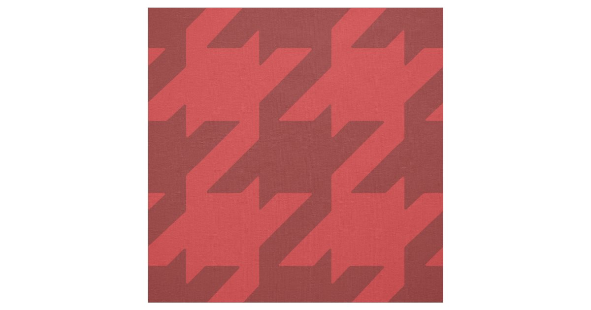 Chic bold dark red houndstooth pattern fabric | Zazzle