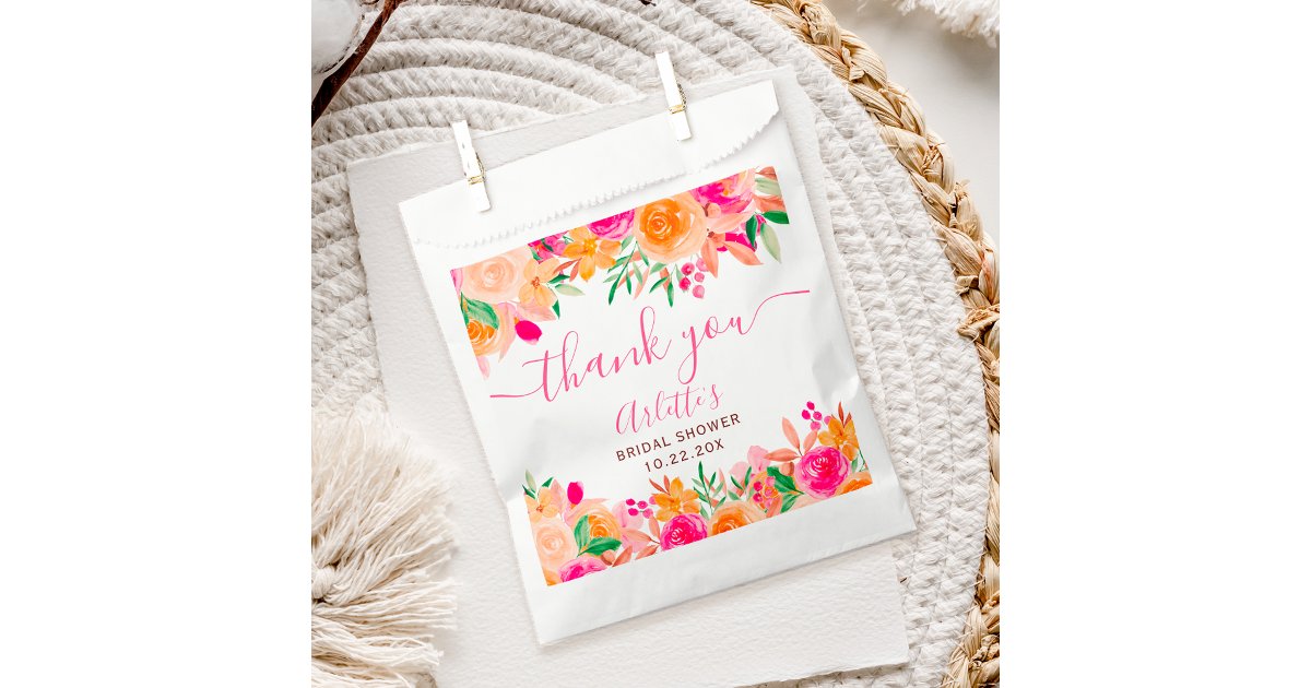 Chic Bold fall floral watercolor bridal shower Favor Bag | Zazzle