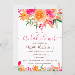 Chic Bold fall floral watercolor bridal shower Invitation | Zazzle