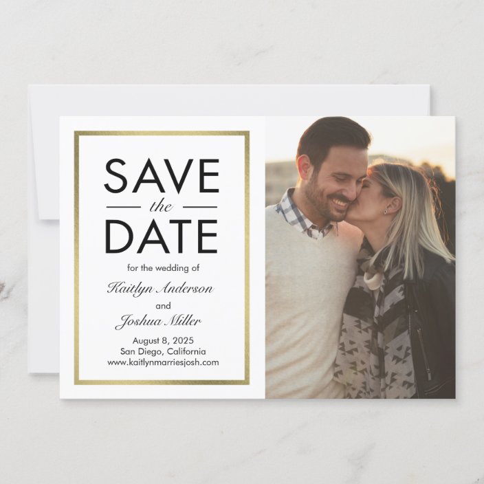 Chic Border Editable Color Save The Date Card | Zazzle.com