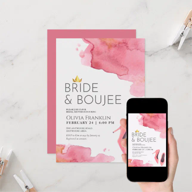 Chic bride and boujee bridal shower invitation | Zazzle