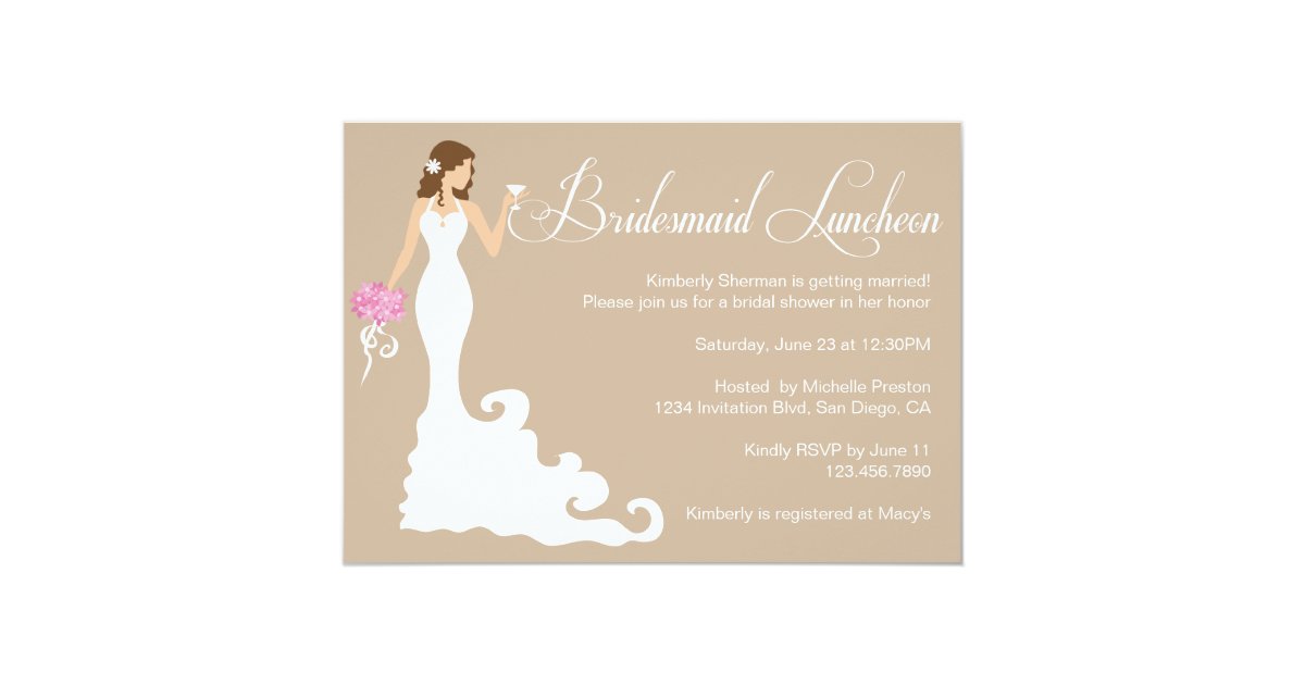 Chic Brown Modern Bride Posh Bridesmaid Luncheon Invitation | Zazzle.com