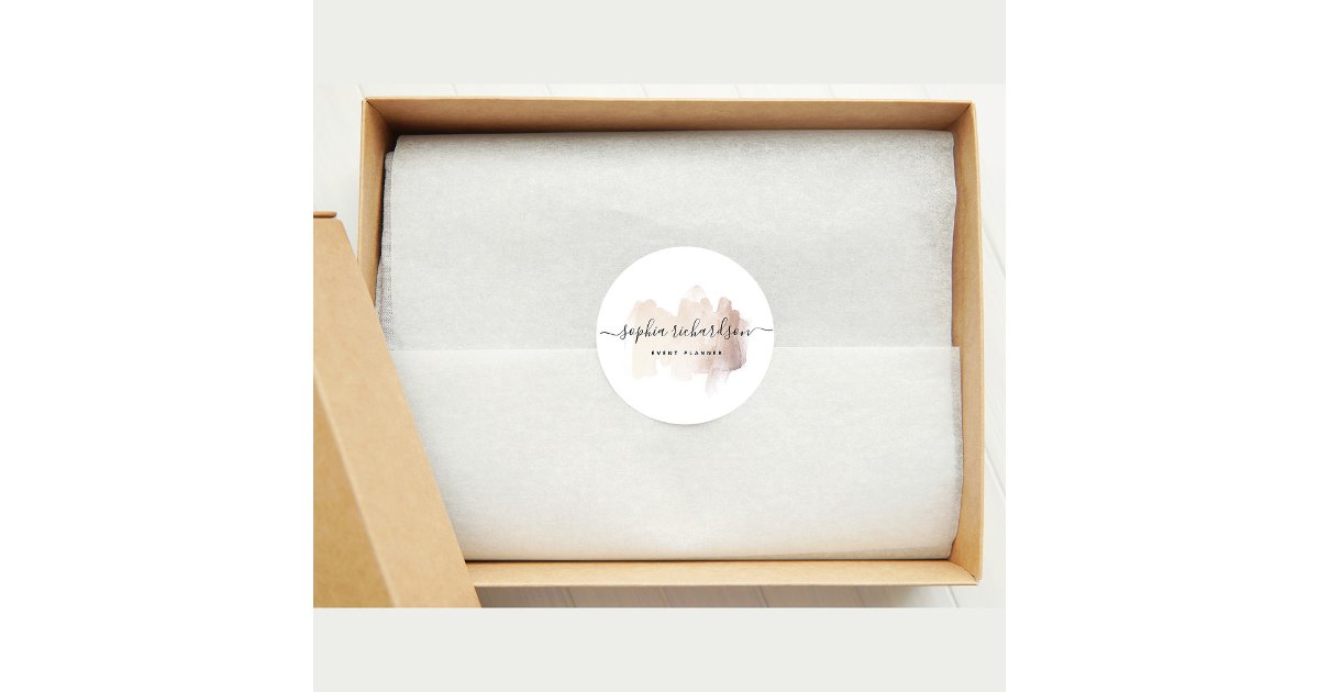Chic Brush Stroke | Faux Rose Gold on White Classic Round Sticker | Zazzle