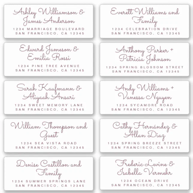 Chic Burgundy Calligraphy Guest Address Labels | Zazzle