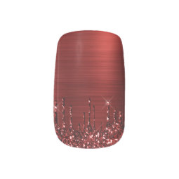 Chic Burgundy Dripping Glitter Brushed Metallic Minx Nail Art | Zazzle