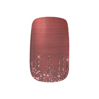 Chic Burgundy Dripping Glitter Brushed Metallic Minx Nail Art | Zazzle