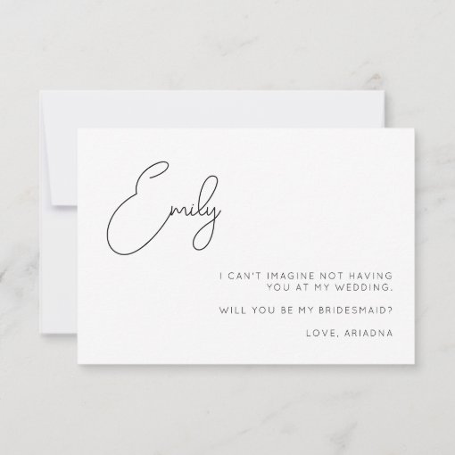 Chic Calligraphy Bridesmaid Proposal Card | Zazzle