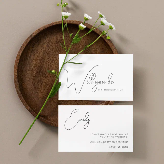 Chic Calligraphy Bridesmaid Proposal Card | Zazzle