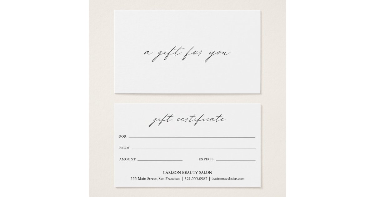 Chic Calligraphy Elegant Business Gift Certificate | Zazzle