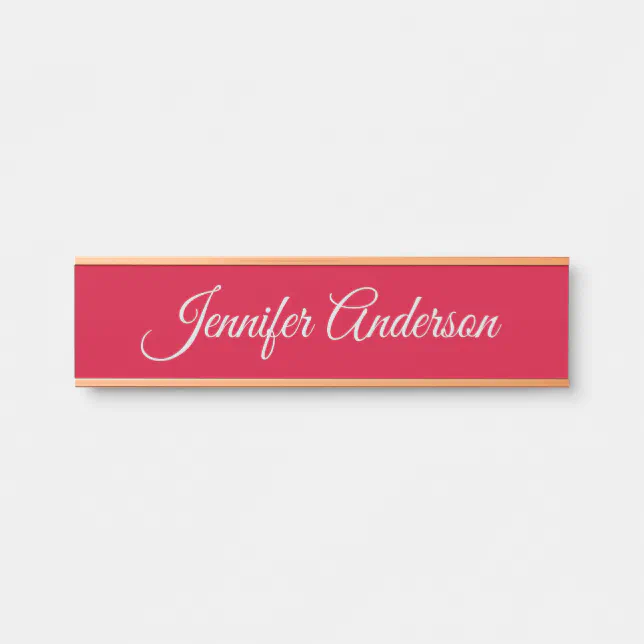 Chic Calligraphy Elegant Cherry Red Personalized Door Sign | Zazzle