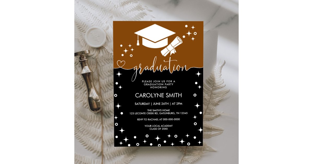 Chic Calligraphy Graduation Party Invitation | Zazzle