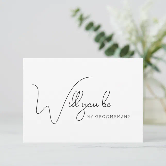 Chic Calligraphy Groomsman Proposal Card | Zazzle