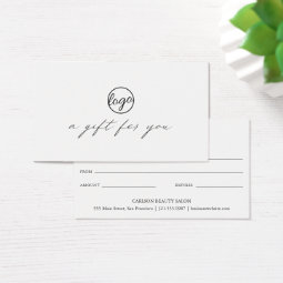 Chic Calligraphy Logo Business Gift Certificate | Zazzle