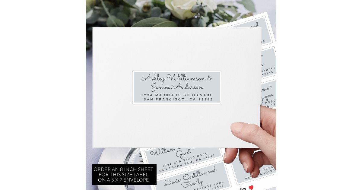 Chic Calligraphy Pastel Blue Guest Address Labels | Zazzle