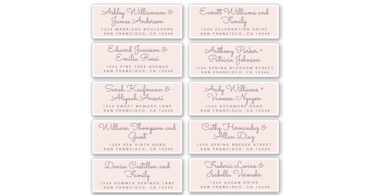 Chic Calligraphy Pastel Pink Guest Address Labels | Zazzle