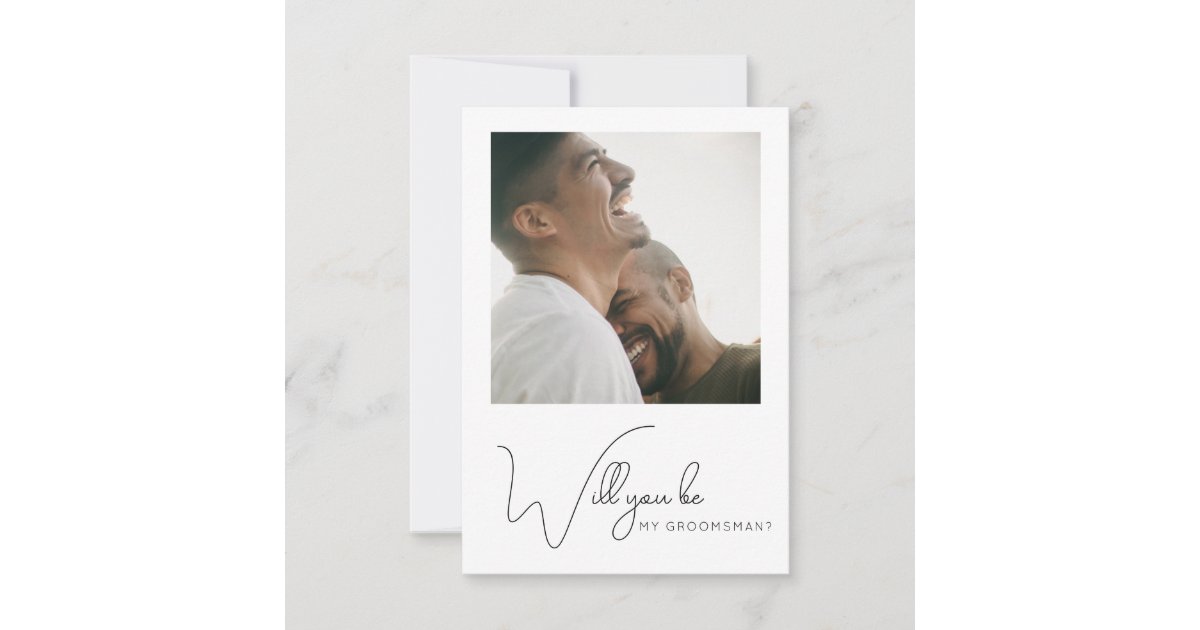 Chic Calligraphy Photo Groomsman Proposal Card | Zazzle
