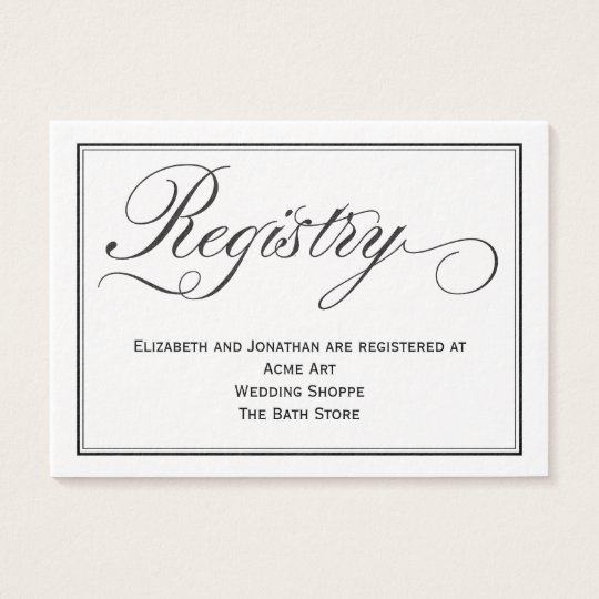 Chic Calligraphy Script Wedding Registry Card | Zazzle
