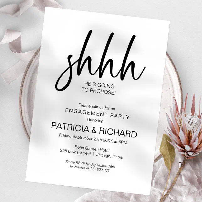 Chic Calligraphy Surprise Engagement Party Invitation | Zazzle