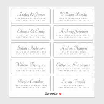 Chic Calligraphy Wedding Guest Address Labels | Zazzle