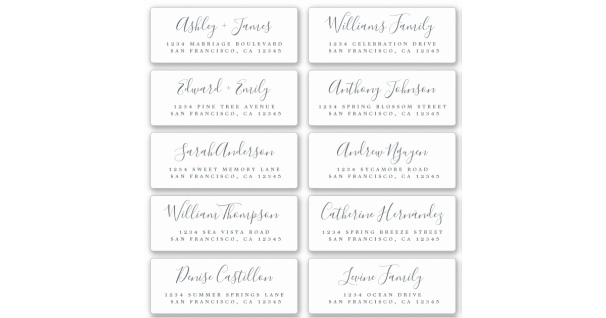 Chic Calligraphy Wedding Guest Address Labels Zazzle chic-calligraphy-wedding-guest-address-labels-zazzle