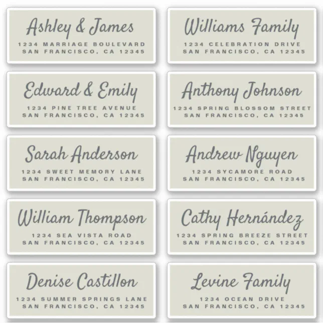 Chic Calligraphy Wedding Guest Address Labels | Zazzle