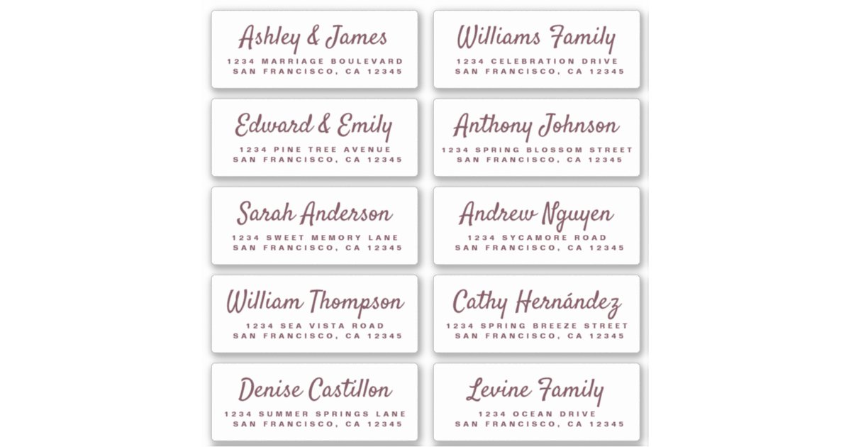 Chic Calligraphy Wedding Guest Address Labels | Zazzle