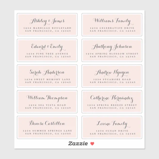 Chic Calligraphy Wedding Guest Address Labels | Zazzle