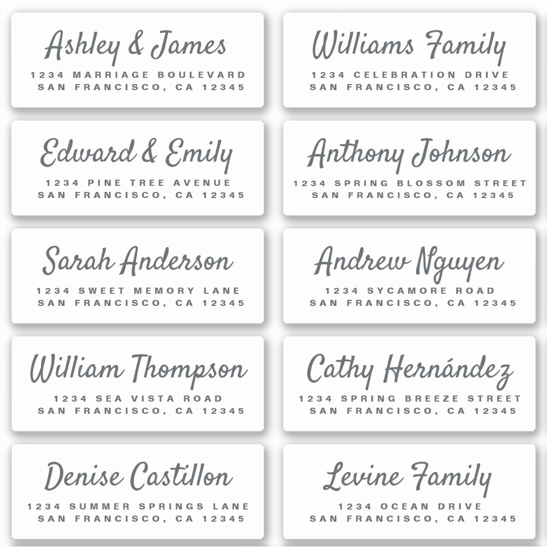 Chic Calligraphy Wedding Guest Address Labels | Zazzle