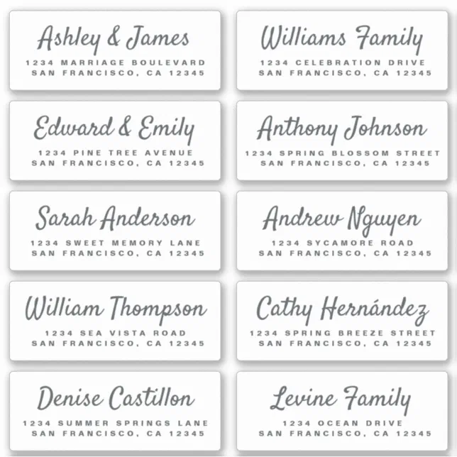 Chic Calligraphy Wedding Guest Address Labels | Zazzle