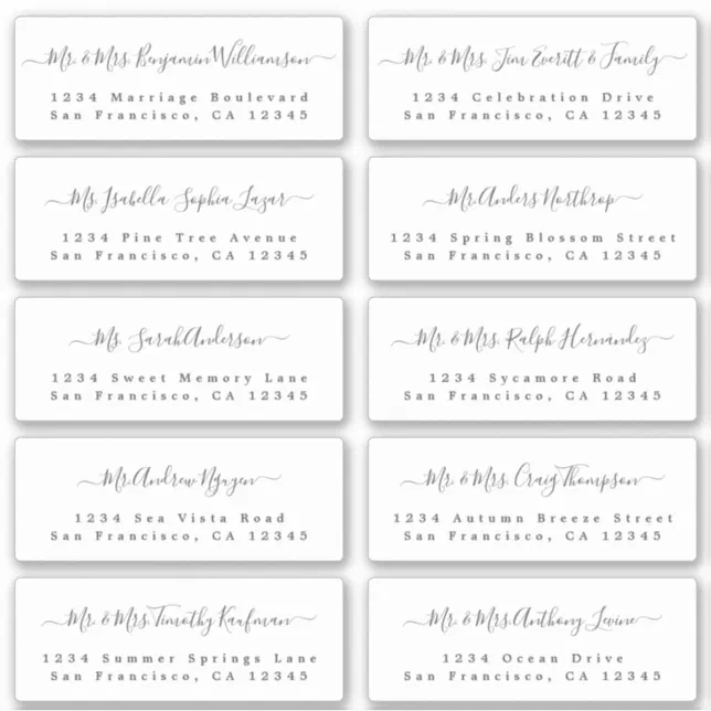 Chic Calligraphy Wedding Guest Address Labels | Zazzle