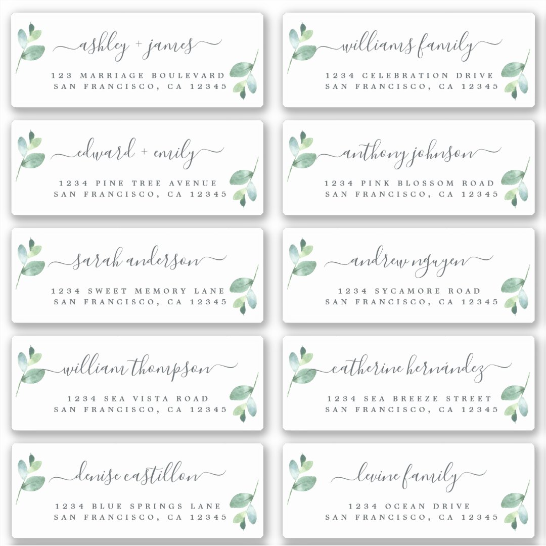Chic Calligraphy Wedding Guest Address Labels | Zazzle