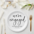 Chic Calligraphy We're Engaged Engagement Party Paper Plates | Zazzle