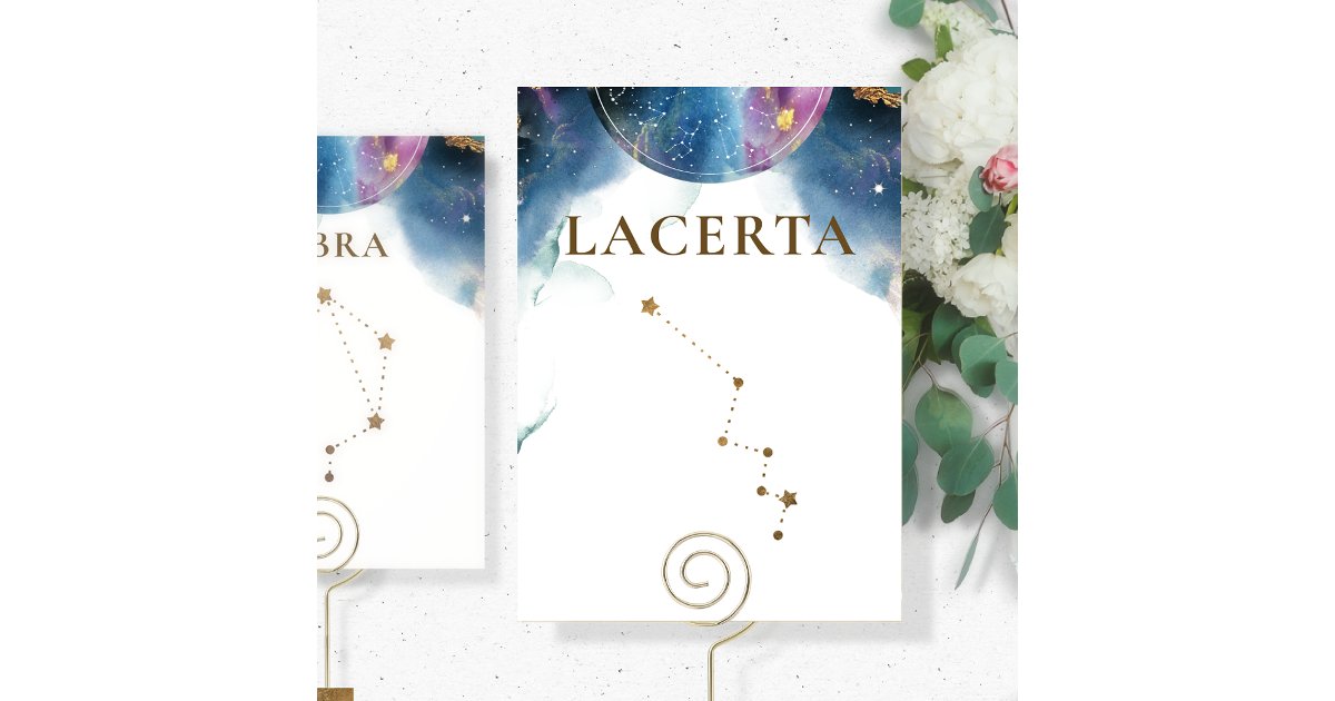 Chic Celestial Lacerta Constellation Table Number | Zazzle