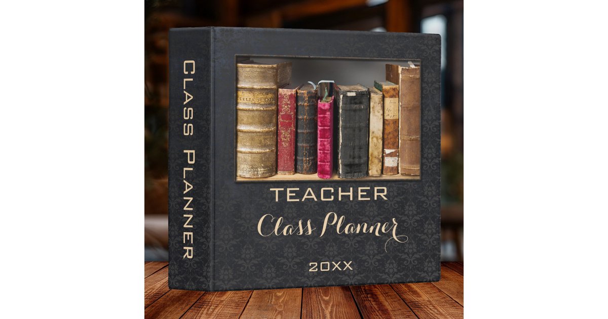 Chic Chalkboard Damask Custom Photo Teacher Binder | Zazzle