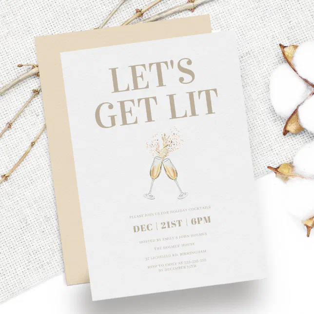 Chic Champagne Holiday Party Invitation | Zazzle