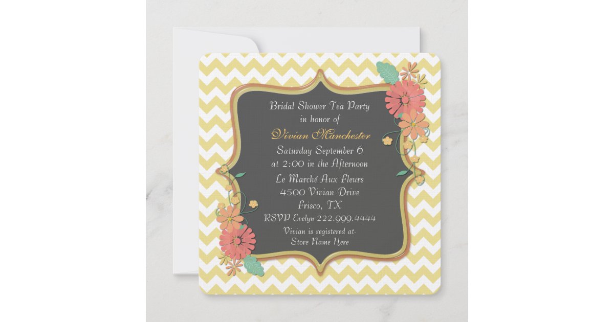 Chic Chevron and Floral Bridal Shower Invitation | Zazzle